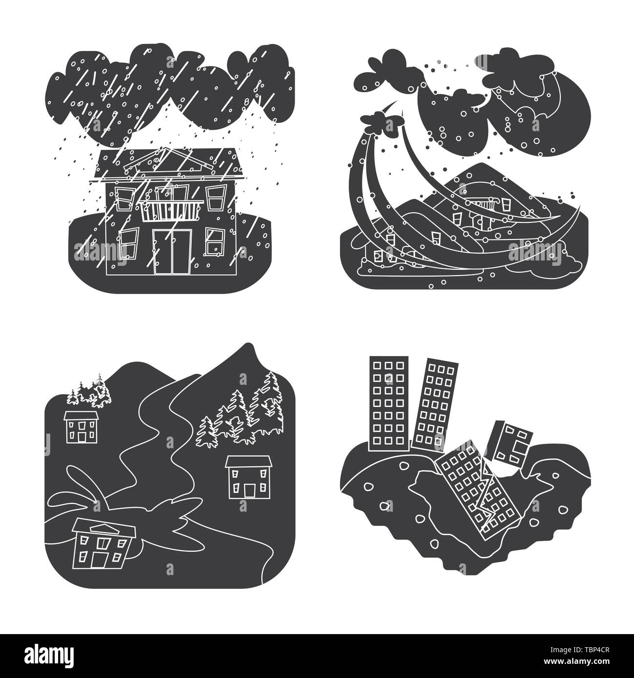 Vector illustration of calamity and crash icon. Set of calamity and ...