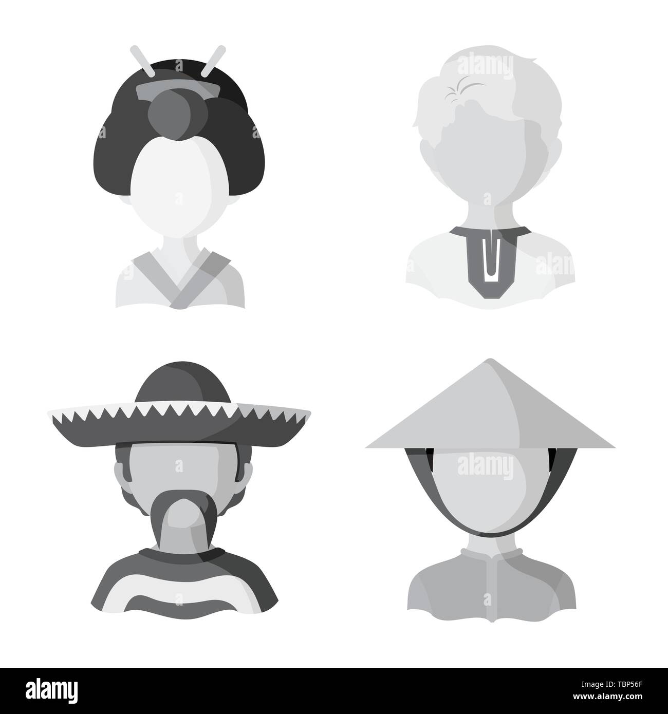 Vector illustration of person and culture icon. Set of person and race ...