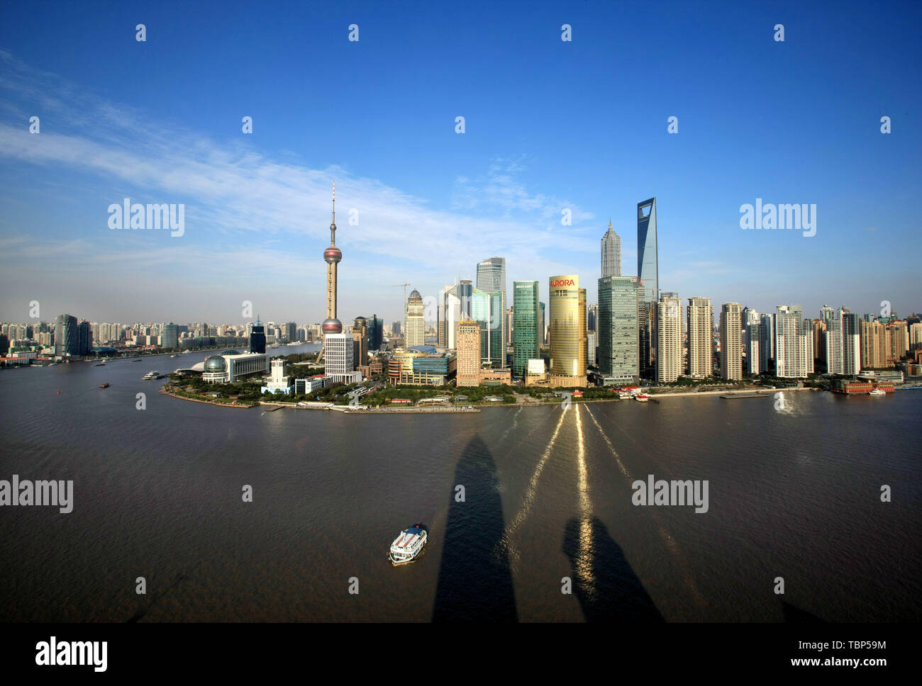 Beautiful scenery of the Huangpu River in Shanghai Stock Photo - Alamy