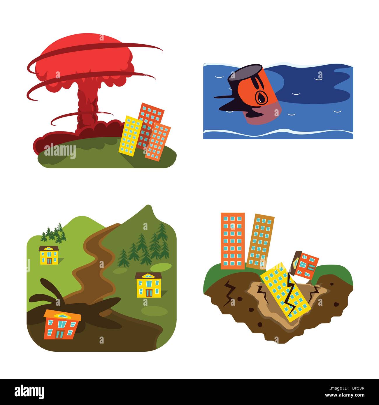 Vector design of cataclysm and disaster logo. Set of cataclysm and ...