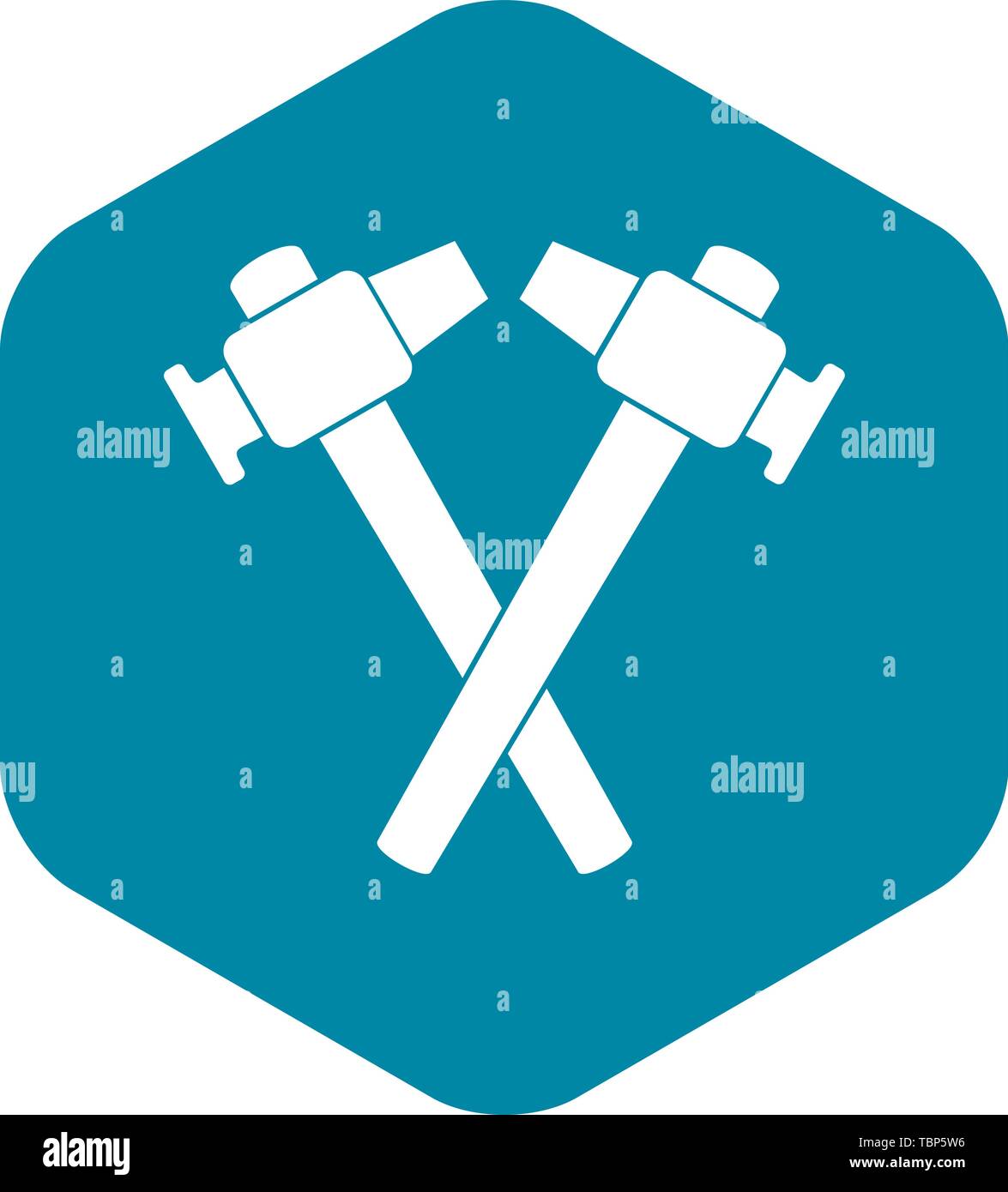 Crossed blacksmith hammer icon simple Stock Vector Image & Art - Alamy