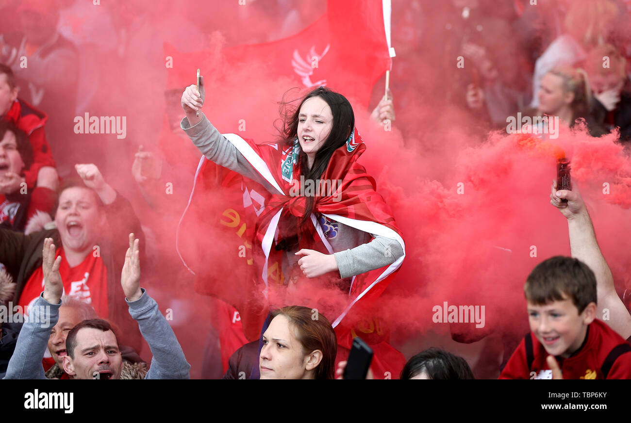Liverpool fans gather for the Champions League Winners Parade in ...