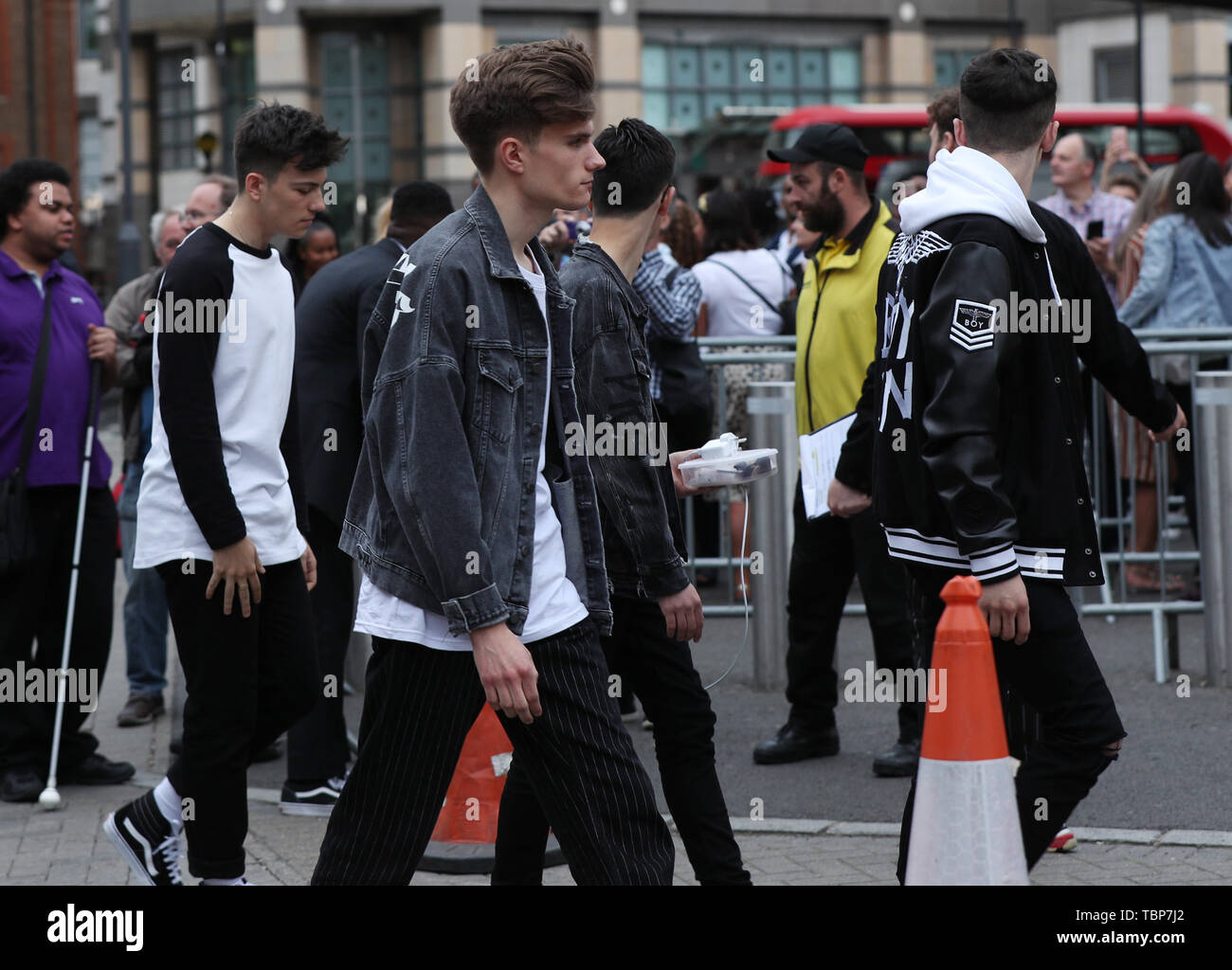 Contestants 4MG, arrive at the Hammersmith Apollo, London, for the ...