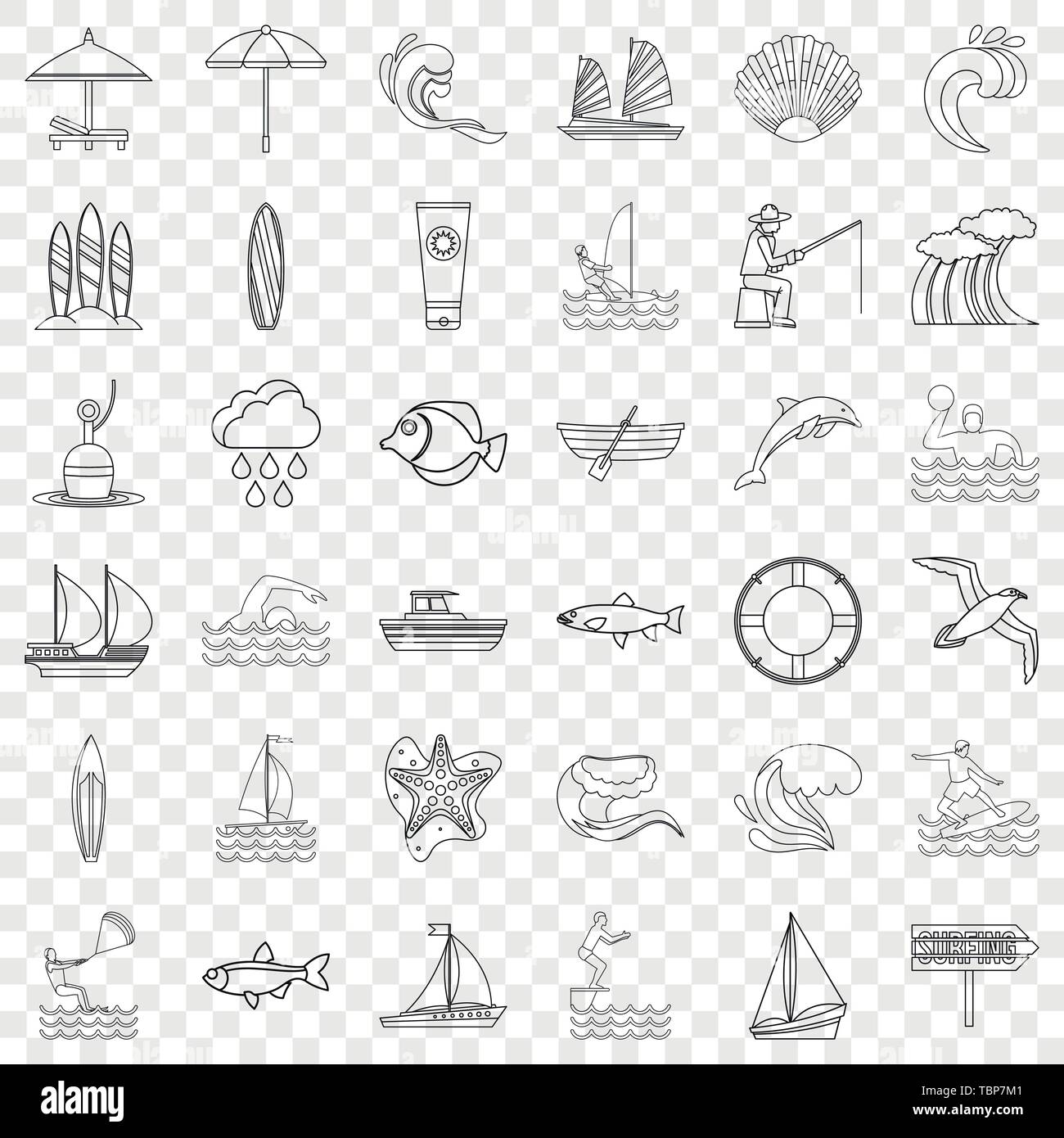 Fishing icons set, outline style Stock Vector Image & Art - Alamy