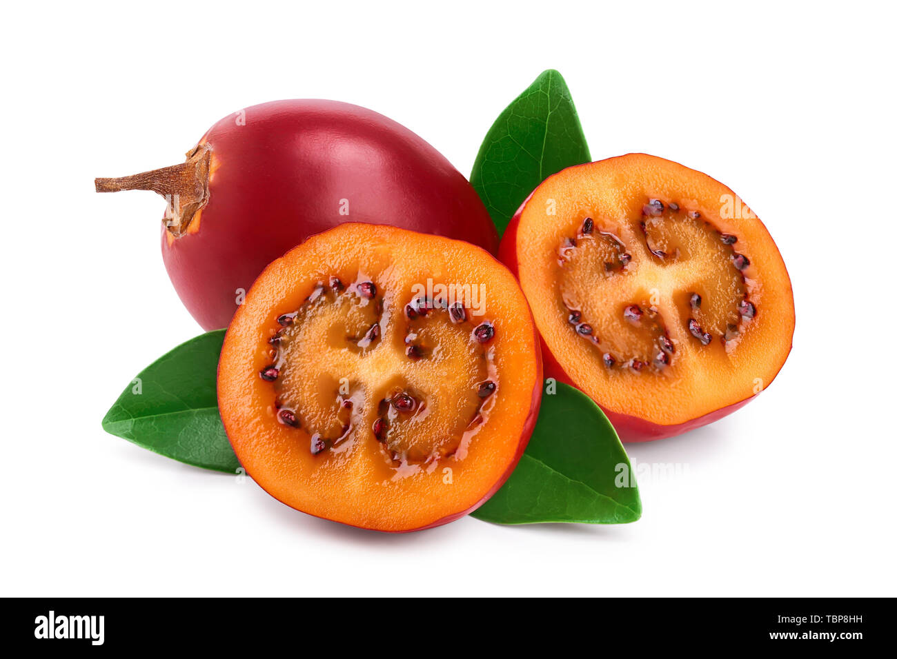 Fresh tamarillo fruit with leaves isolated on white background Stock ...