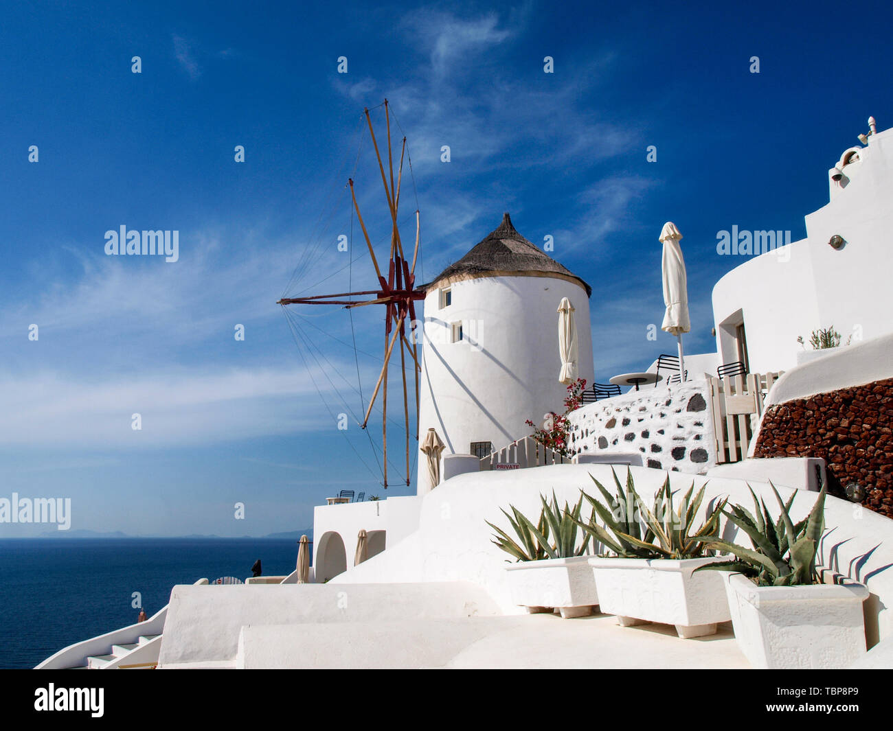 Santorini, Greece: typical Greek mill Stock Photo - Alamy
