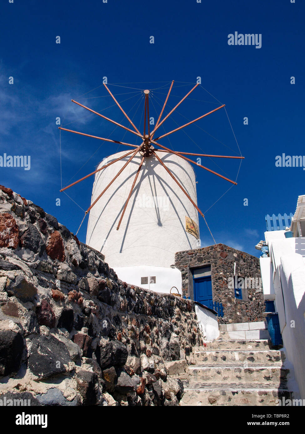 Santorini, Greece - September 24, 2017: typical Greek mill Stock Photo ...