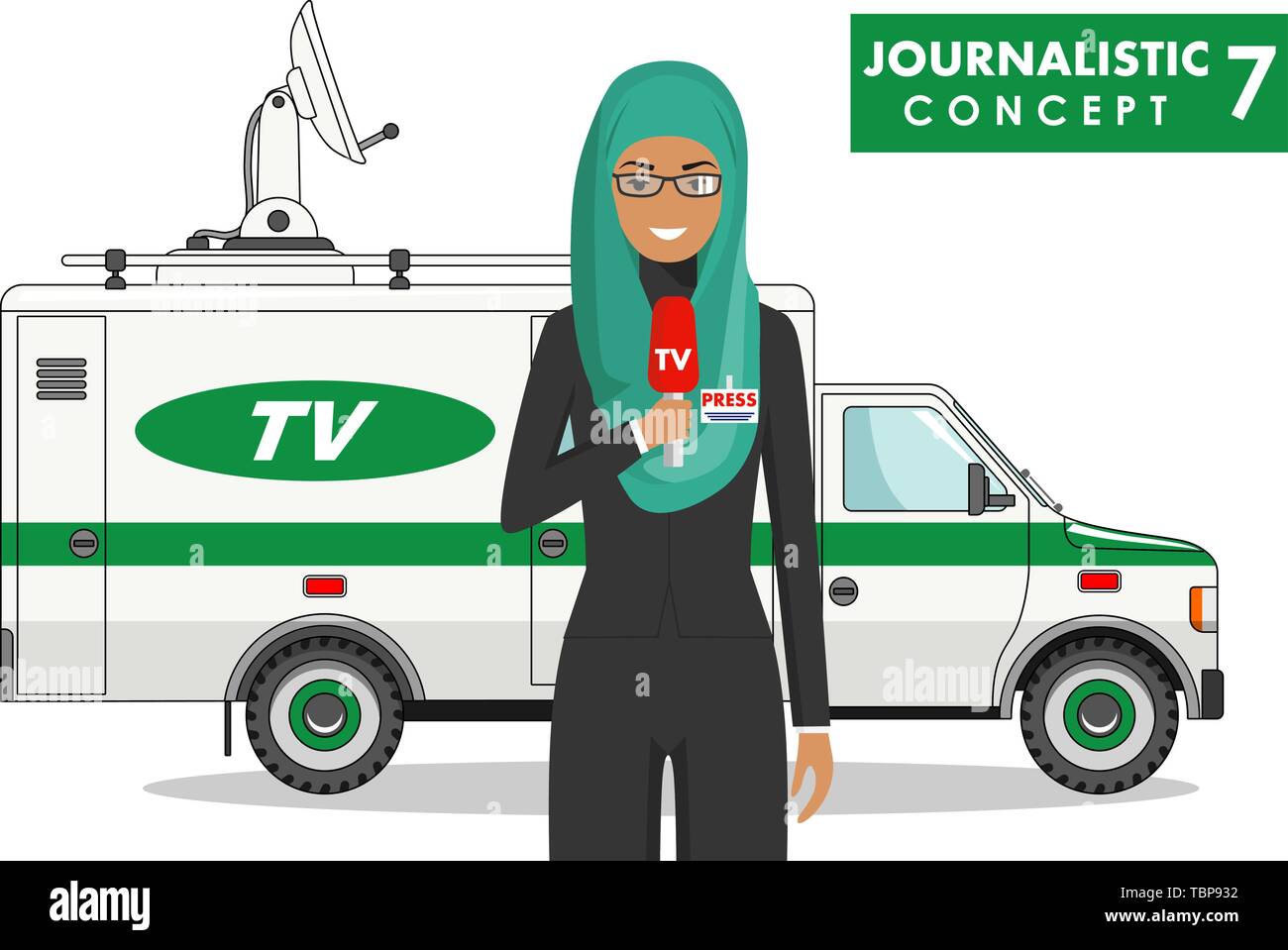 Journalistic concept. Detailed illustration of muslim arabian woman ...