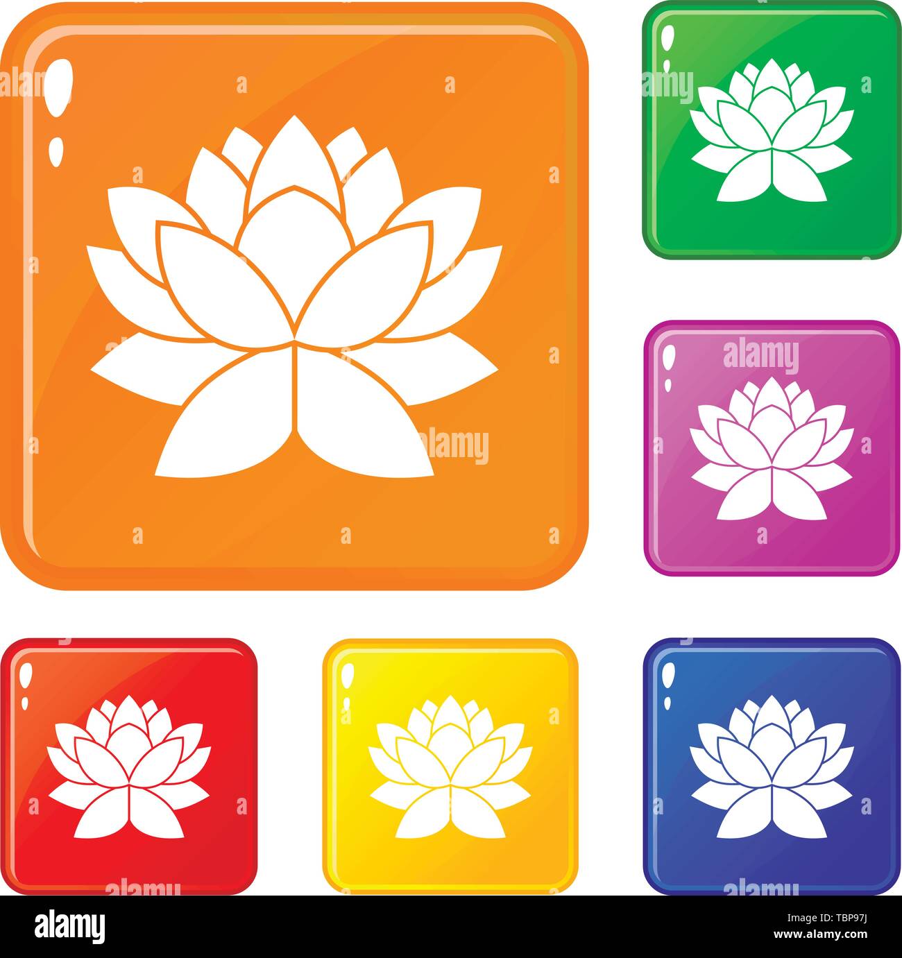 Lotus flower icons set vector color Stock Vector Image & Art - Alamy