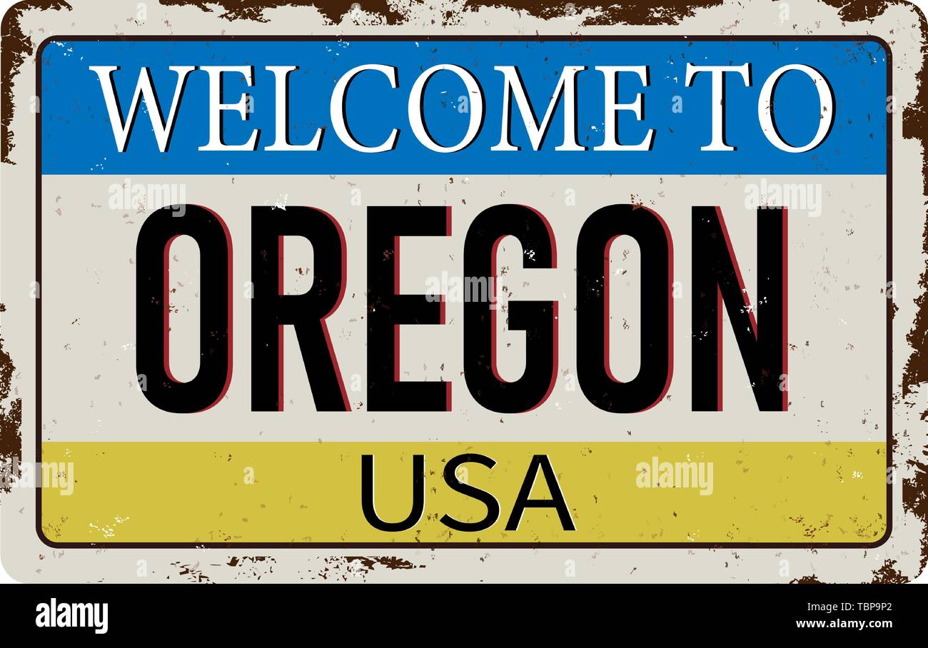 Oregon vintage rusty metal sign on a white background, vector ...