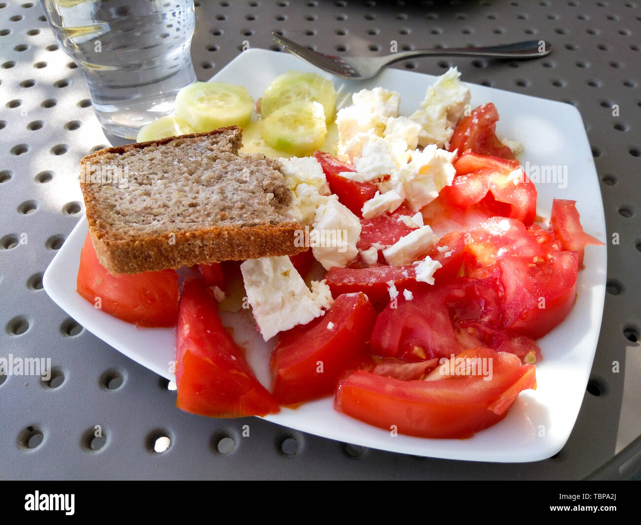Santorini, Greece : Table prepared for lunch Stock Photo - Alamy