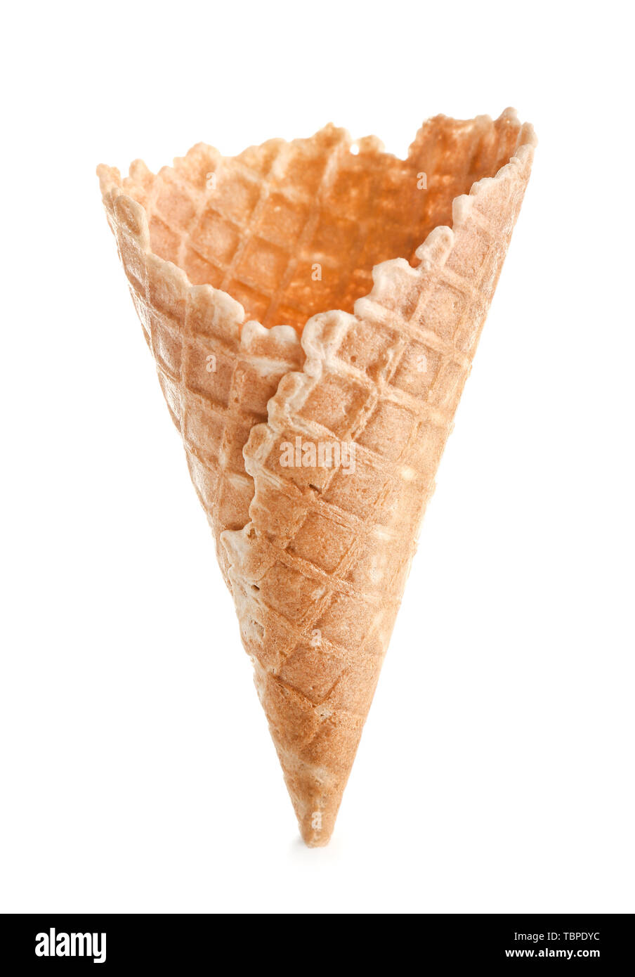 Crunchy wafer cone on white background Stock Photo - Alamy