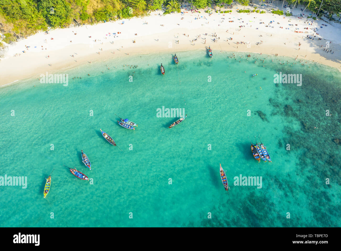 View from above, stunning aerial view of a beautiful tropical beach ...