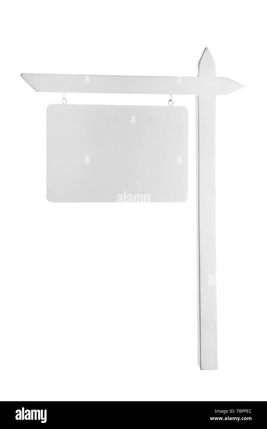 Empty sign board on white background Stock Photo - Alamy
