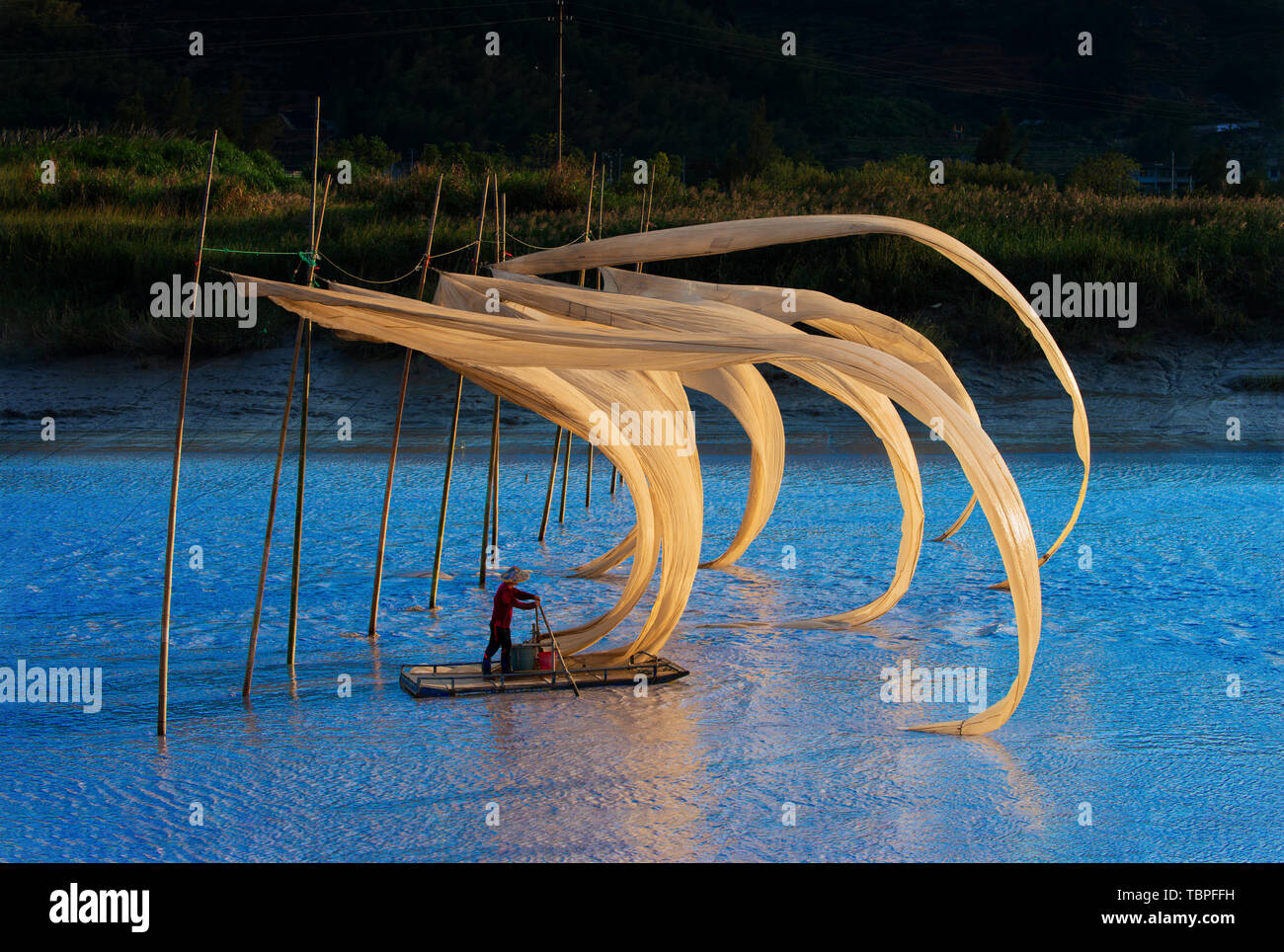 Floating net at sea. Photographed in Xiapu, Fujian Stock Photo - Alamy