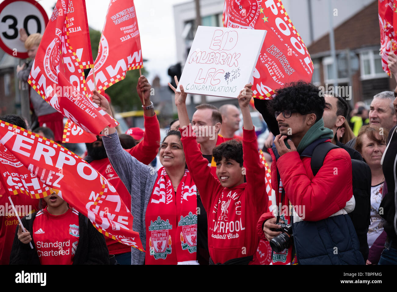 Liverpool, UK. June 2, 2019: Following their Champions League success ...