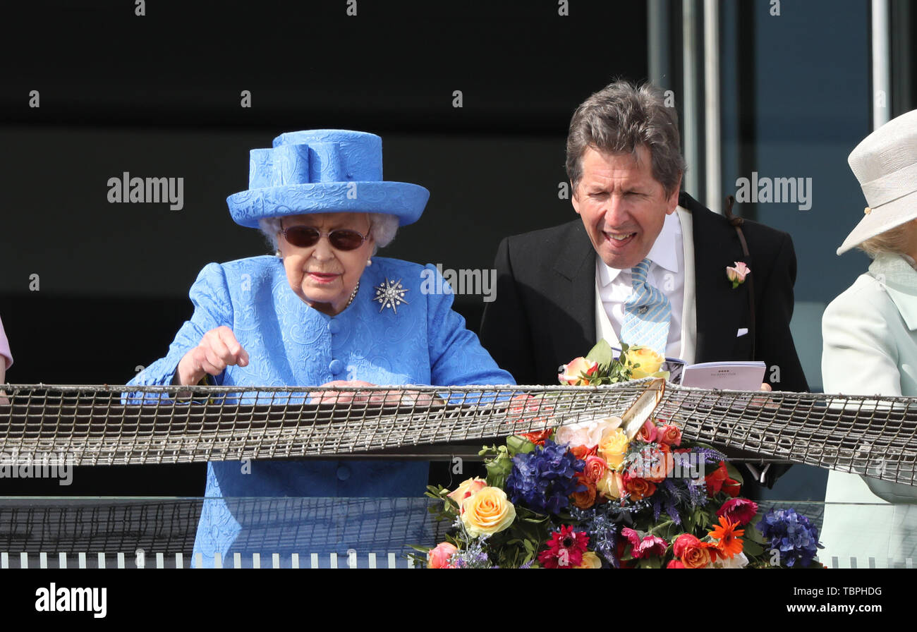Queen Elizabeth II is all smiles as she watches the Investec Epsom ...