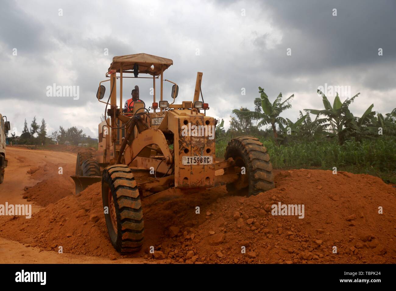 Kigali, Rwanda. 14th May, 2019. A worker of China Road and Bridge ...