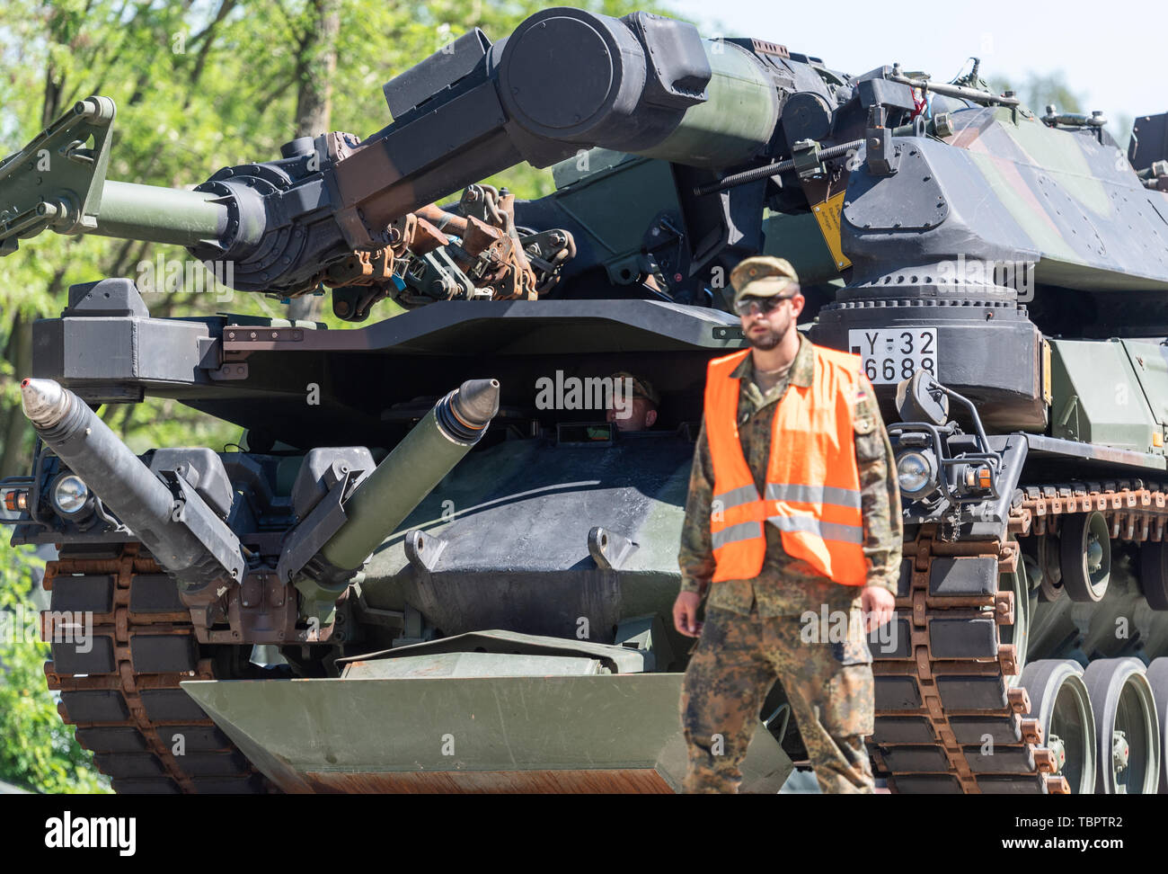 03 June 2019, Saxony, Weißkeißel: A Bundeswehr Keiler mine-clearing ...