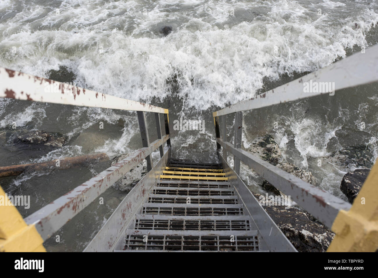 Portage, IN, USA. 29th May, 2019. Rising Lake Michigan water levels at ...