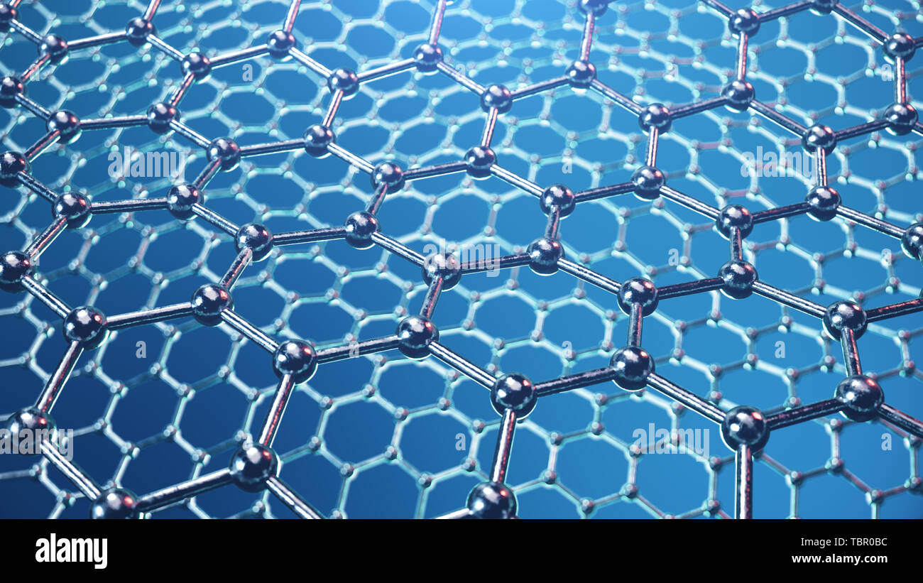 3d Illustration structure of the graphene or carbon surface, abstract ...