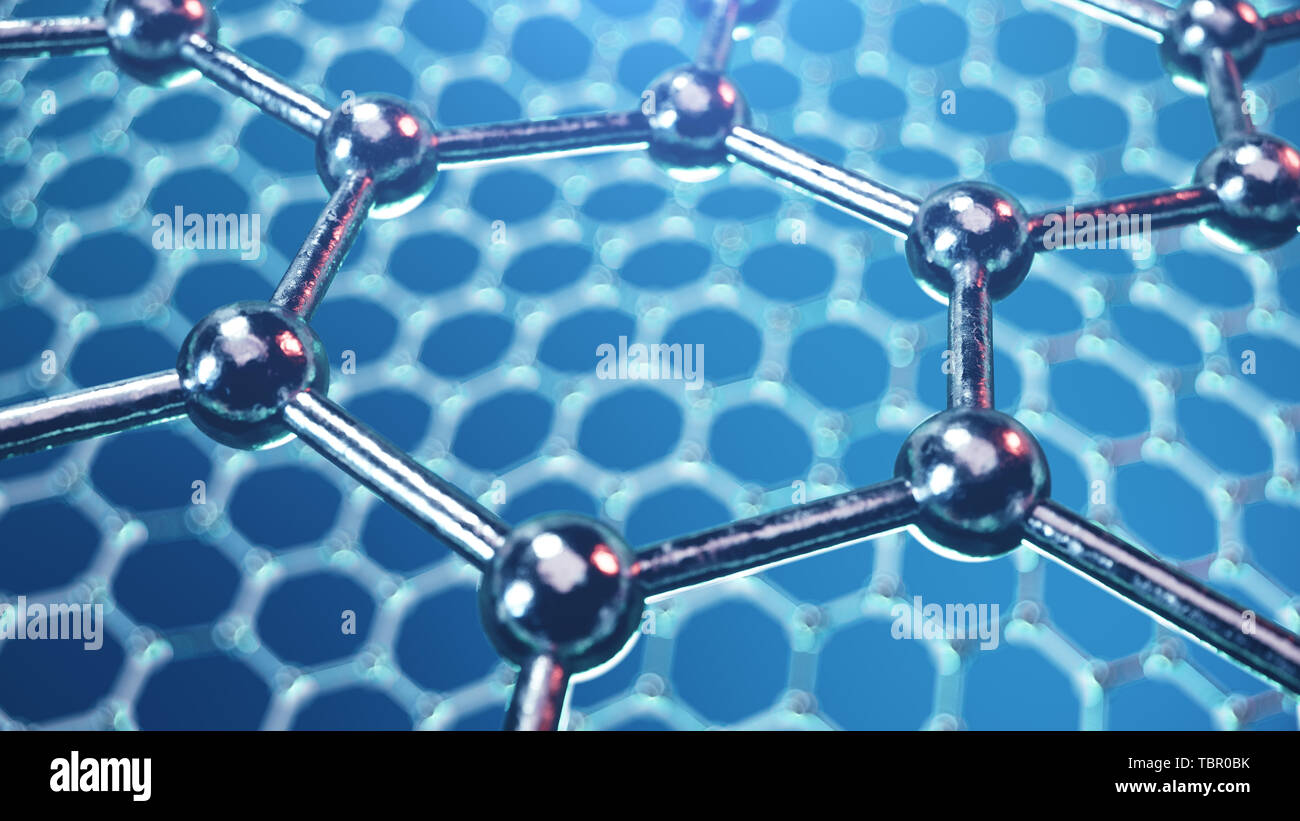 3d Illustration structure of the graphene or carbon surface, abstract ...