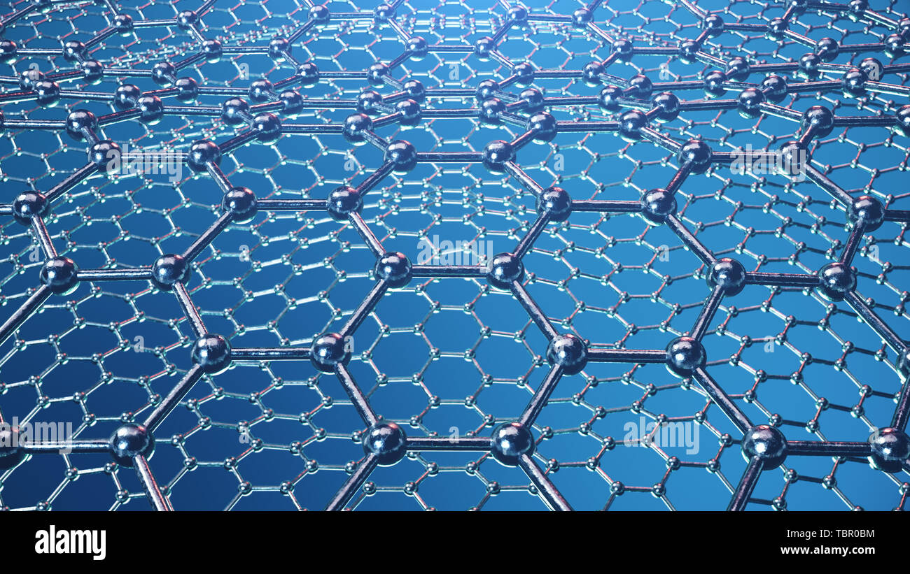 3d Illustration structure of the graphene or carbon surface, abstract ...