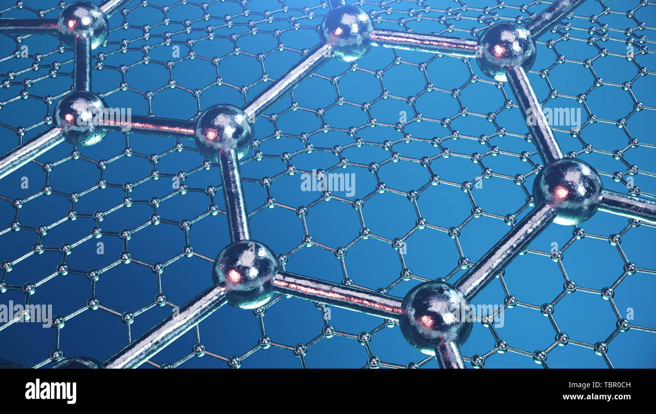 3d Illustration structure of the graphene or carbon surface, abstract ...