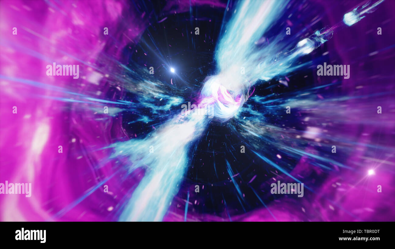 3D illustration tunnel or wormhole, tunnel that can connect one ...
