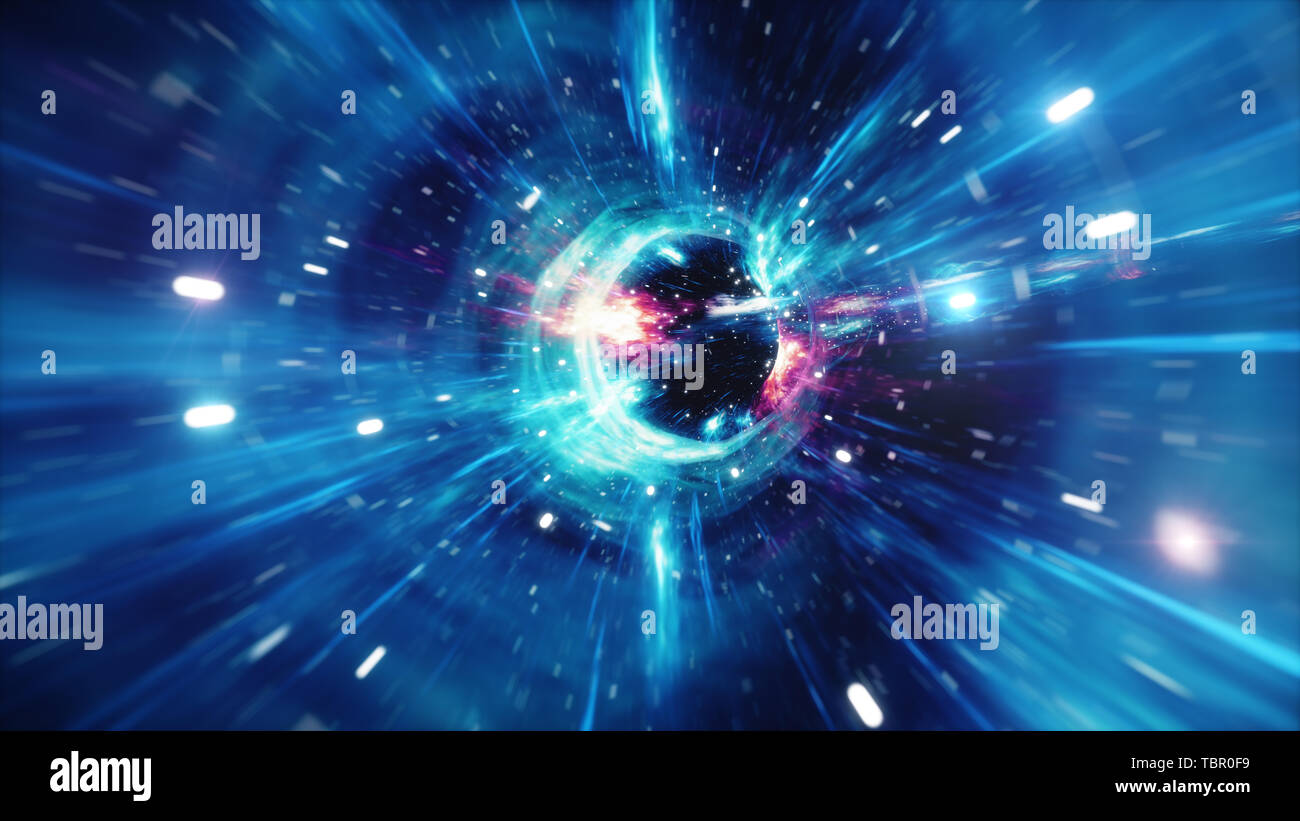 3D illustration tunnel or wormhole, tunnel that can connect one ...