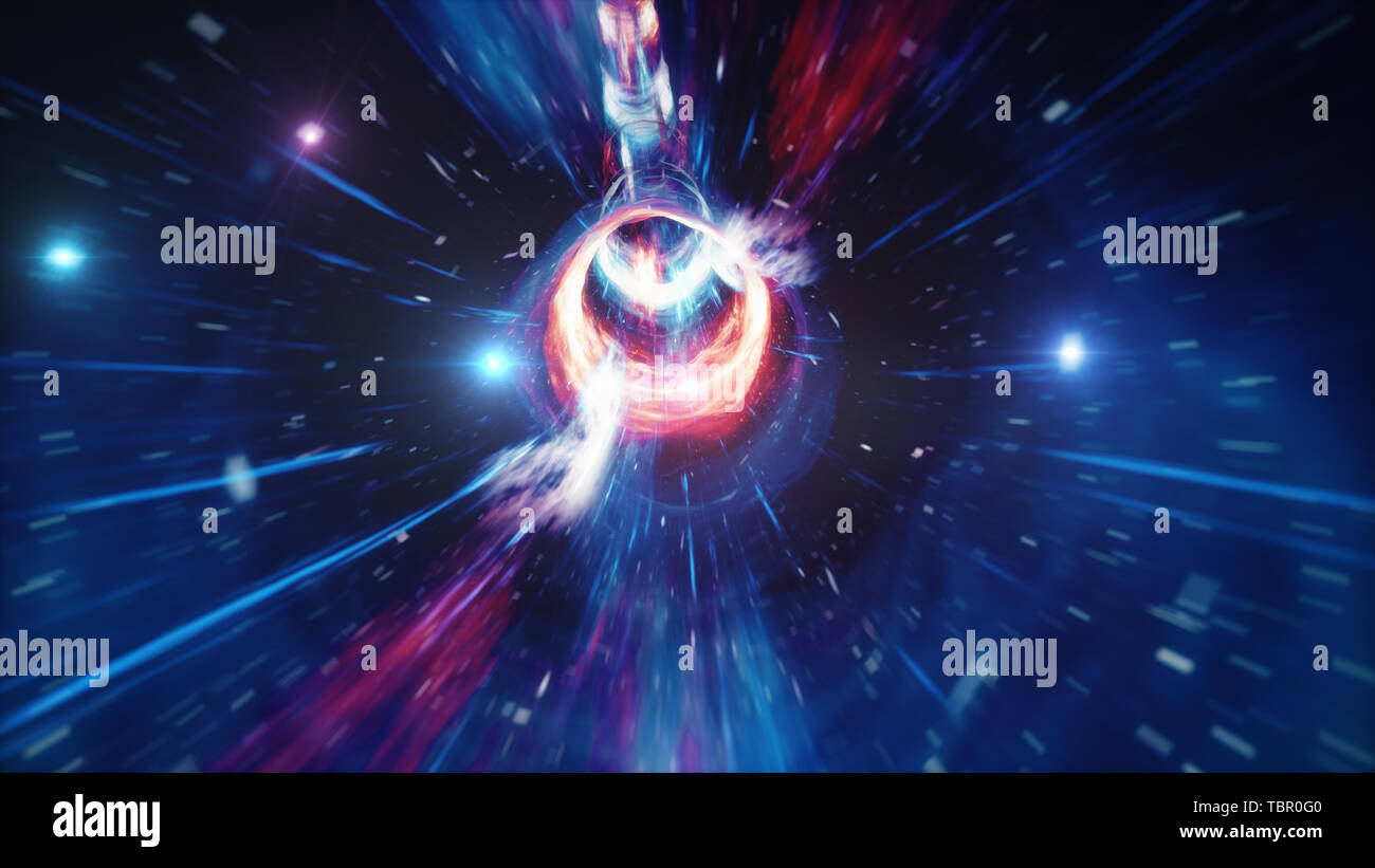 3D illustration tunnel or wormhole, tunnel that can connect one ...