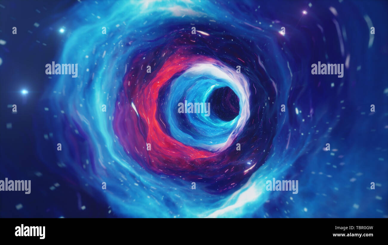 3D illustration tunnel or wormhole, tunnel that can connect one ...