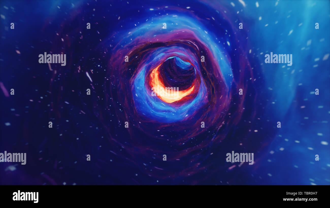 3D illustration tunnel or wormhole, tunnel that can connect one ...