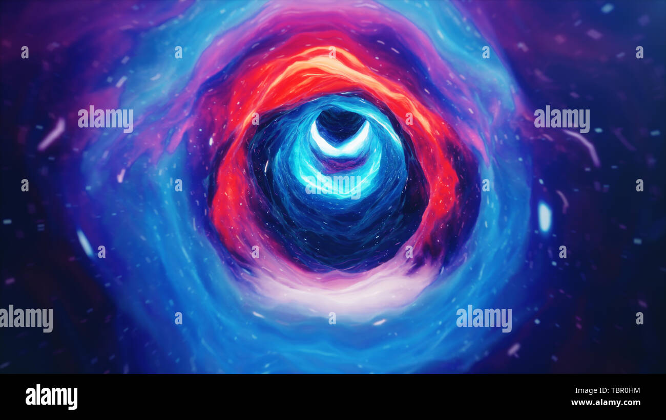 3D illustration tunnel or wormhole, tunnel that can connect one ...