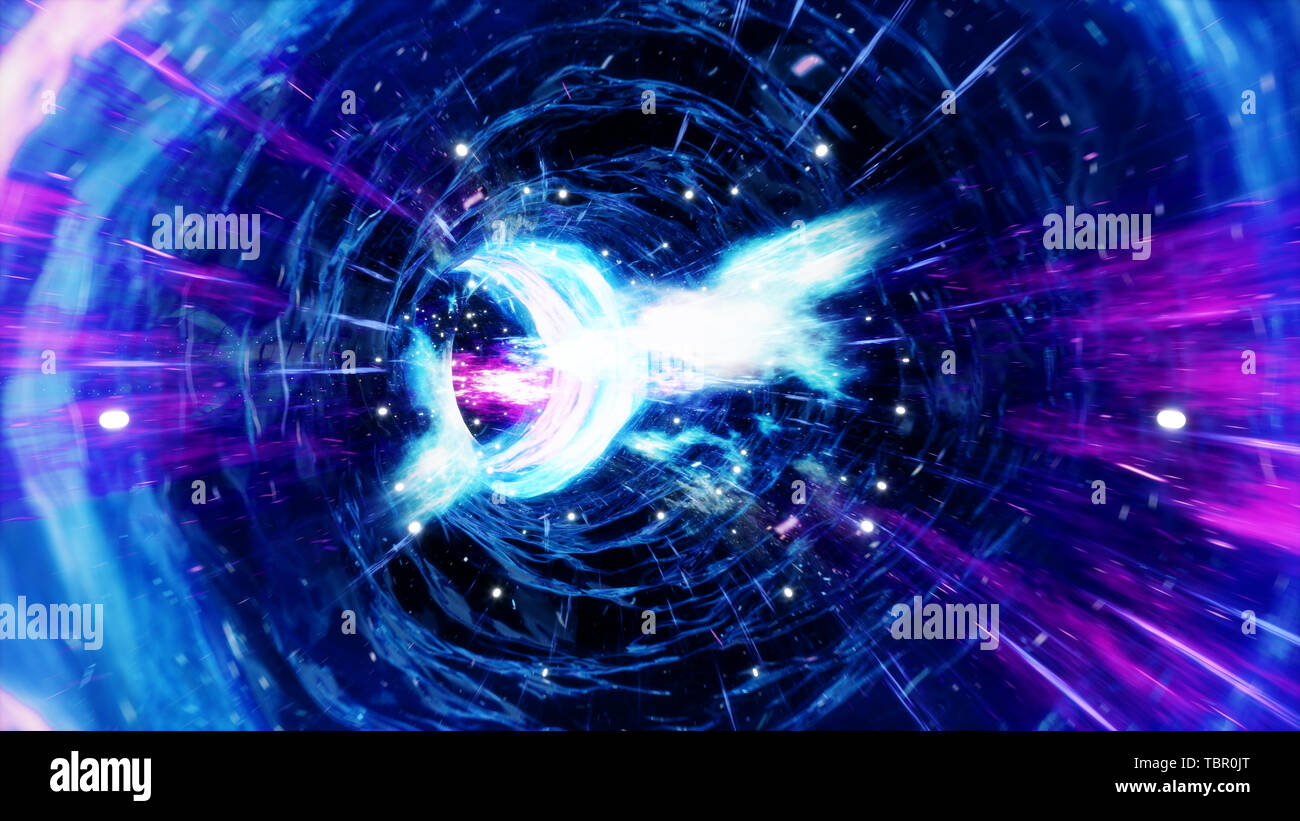 3D illustration tunnel or wormhole, tunnel that can connect one ...