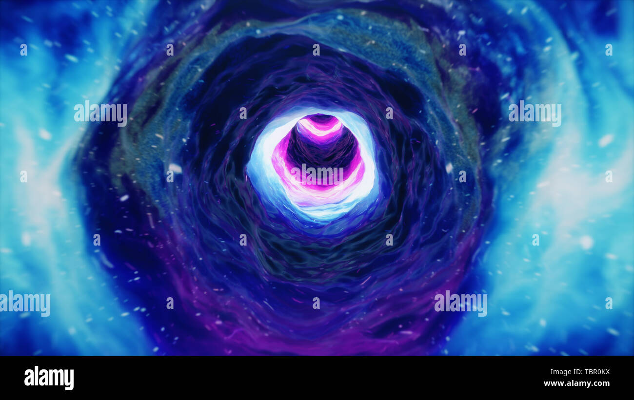 3D illustration tunnel or wormhole, tunnel that can connect one ...