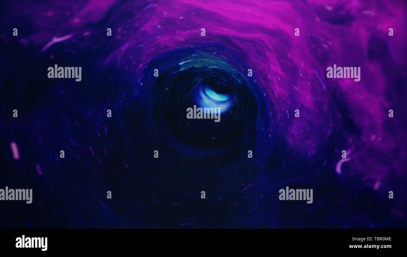 3D illustration tunnel or wormhole, tunnel that can connect one ...