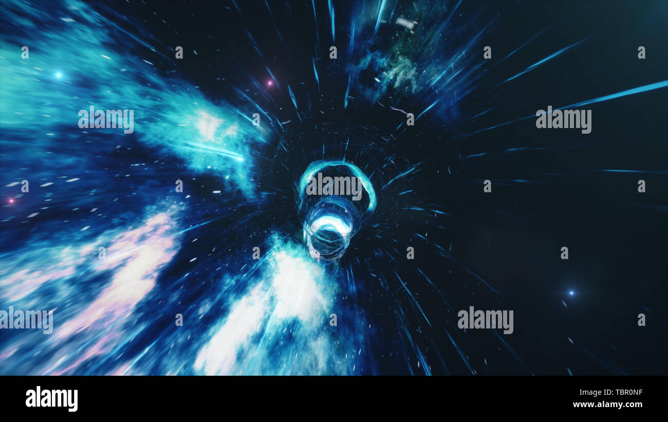 3D illustration tunnel or wormhole, tunnel that can connect one ...