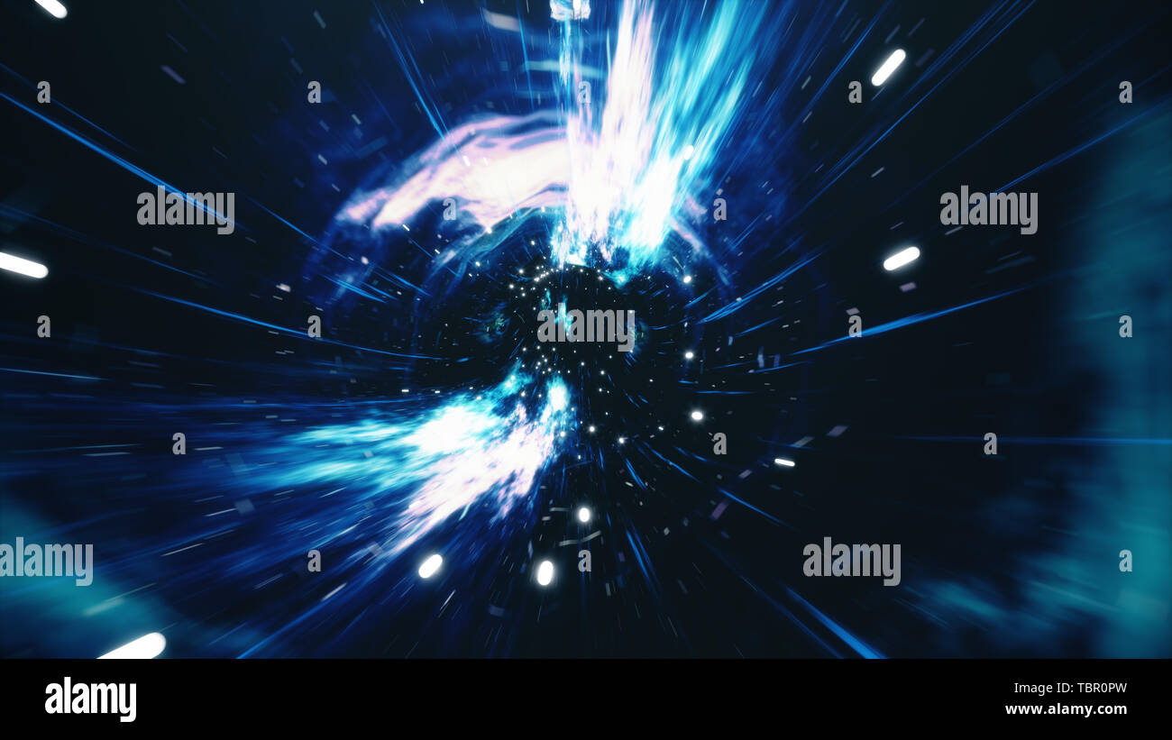 3D illustration tunnel or wormhole, tunnel that can connect one ...