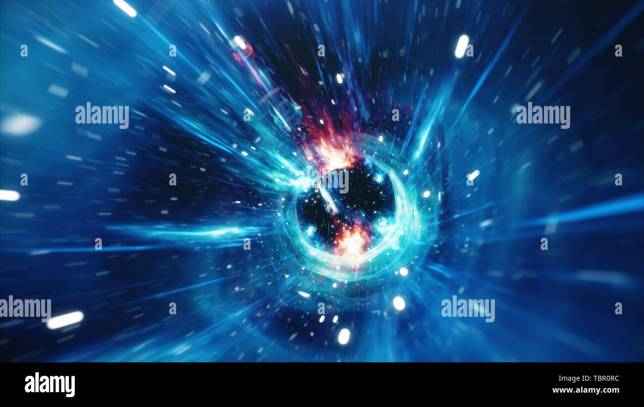 3D illustration tunnel or wormhole, tunnel that can connect one ...