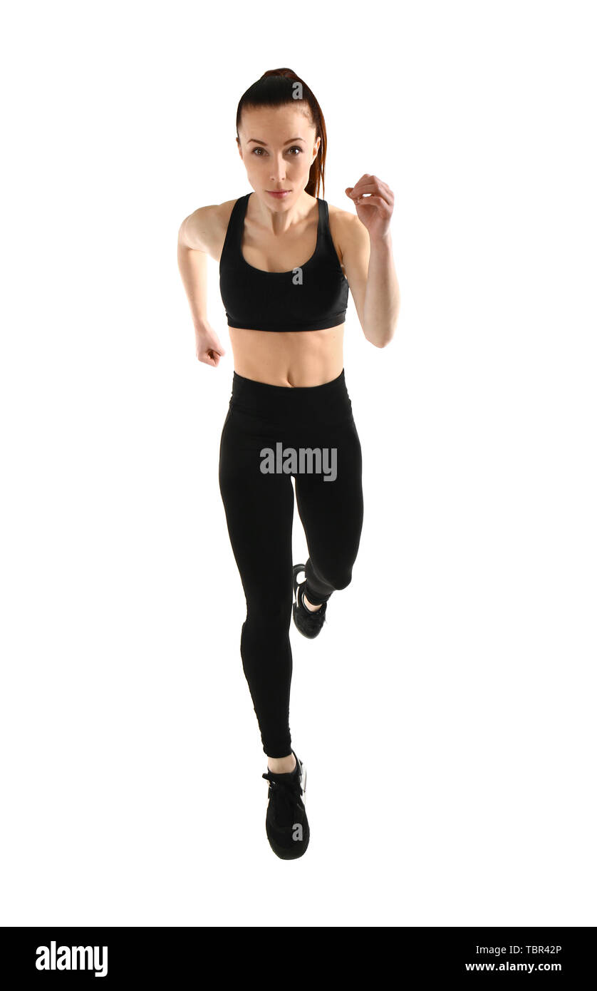 Woman running fast exercise Cut Out Stock Images & Pictures - Alamy