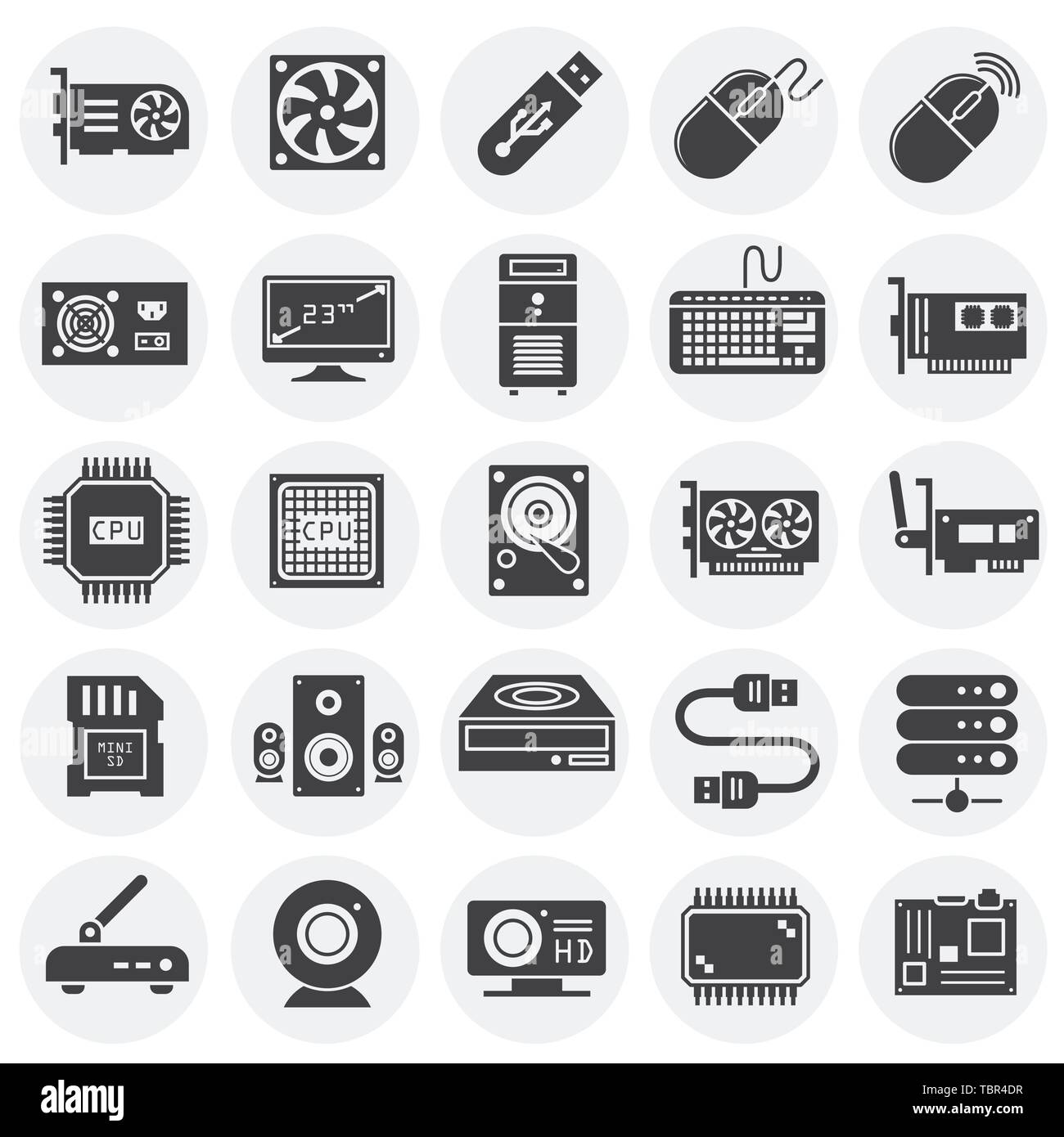 Computer hardware icons set on background for graphic and web design ...