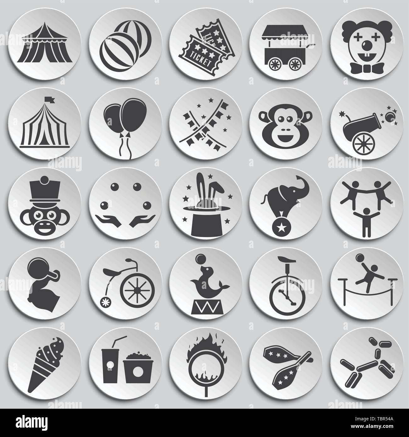 Circus related icons set on background for graphic and web design ...