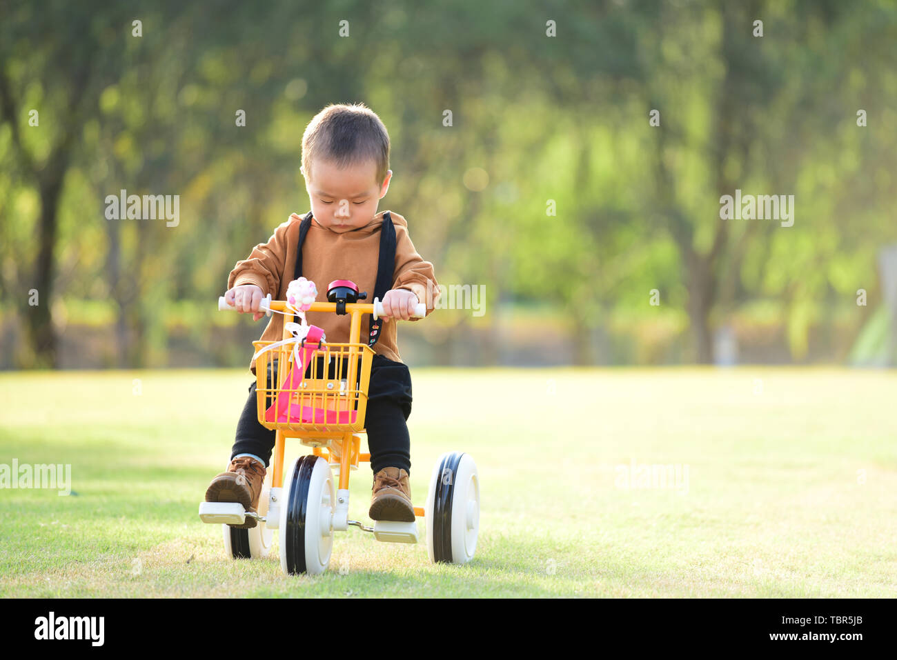 Little boy riding a tricycle Stock Photo - Alamy