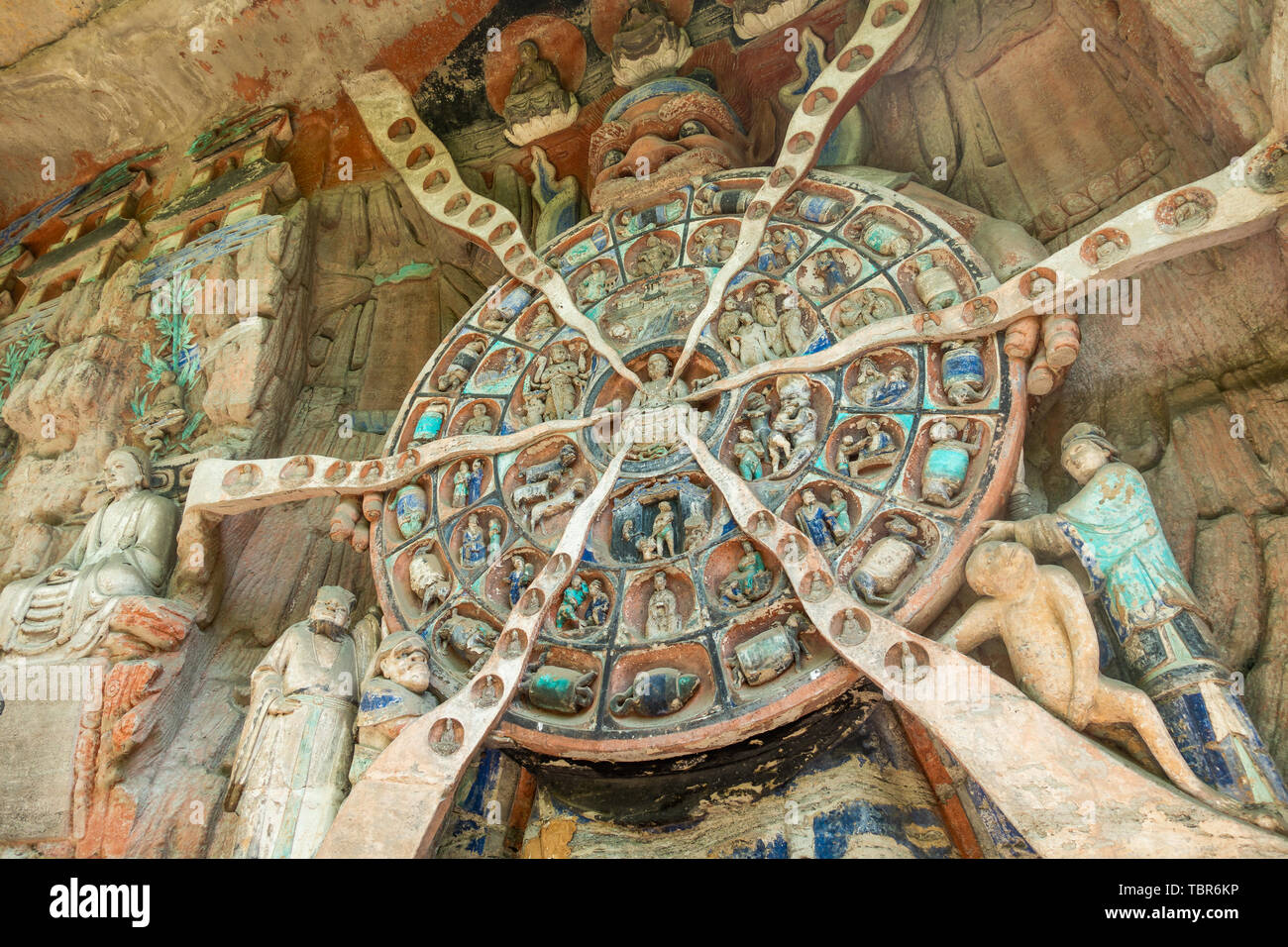 A statue of the Buddha in the pattern of six reincarnation, located in ...