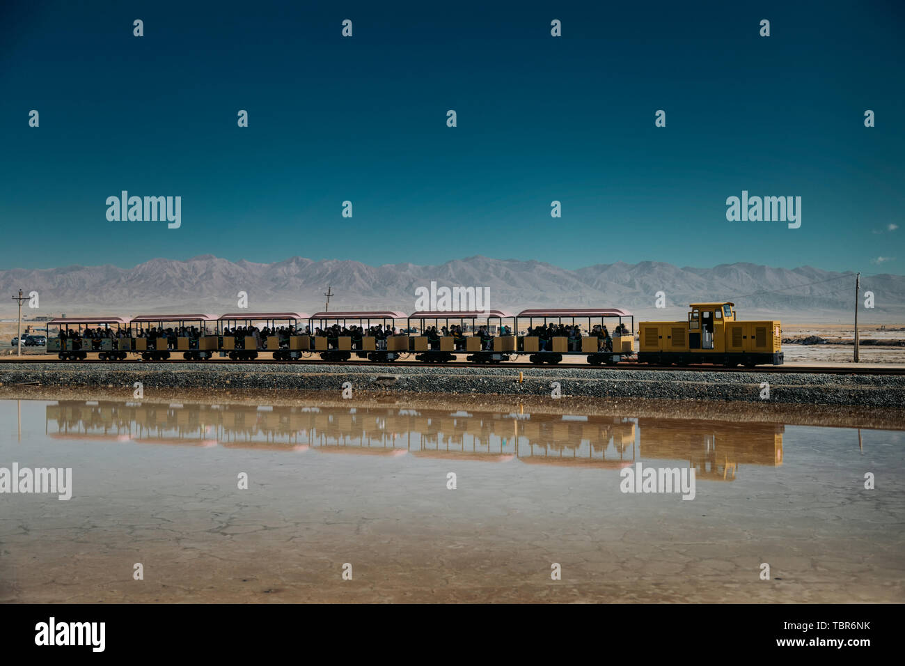 Chaka Salt Lake train Stock Photo - Alamy