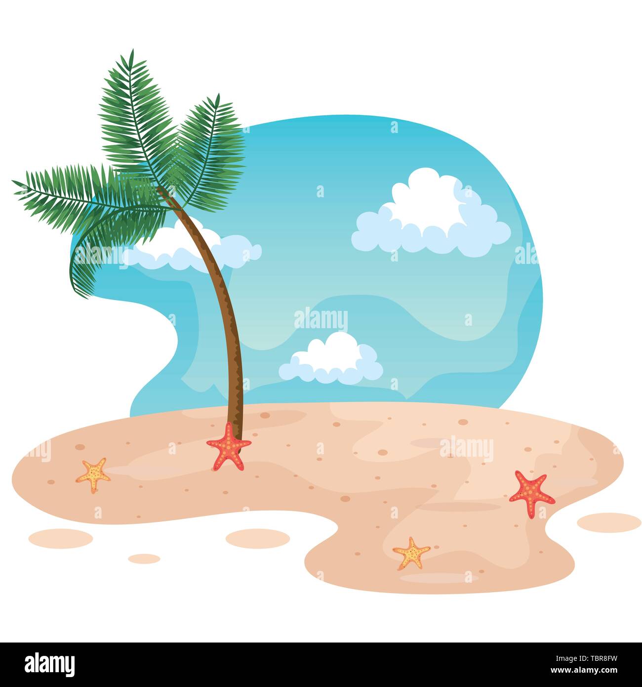 palm tree with starfishes in the beach sand Stock Vector Image & Art - Alamy