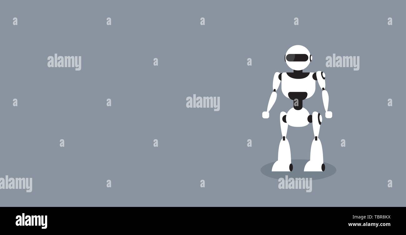 modern robot cute cyborg character standing pose artificial ...