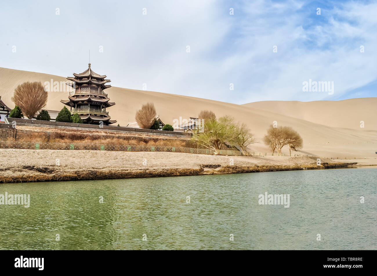 Crescent Spring in Mingsha Mountain, Dunhuang, Gansu Province Stock ...