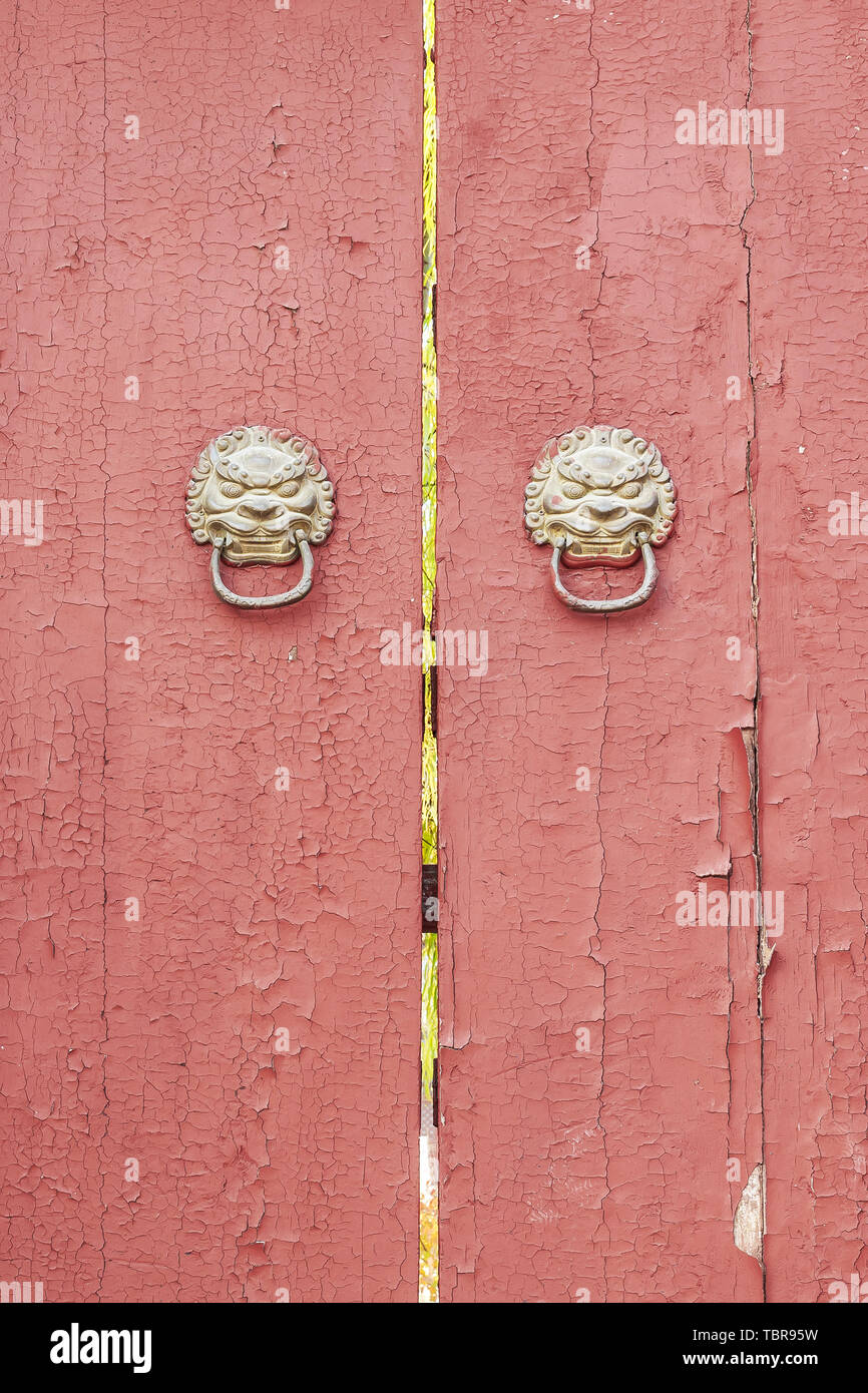 Great Red Gate of Ancient Architecture Stock Photo - Alamy